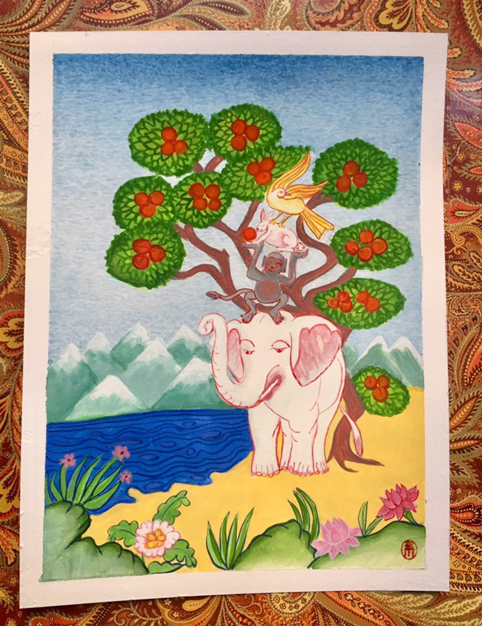 Four 4 Harmonious Animal Friends Bhutan Buddhist Art - Etsy