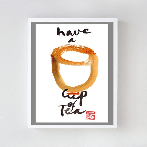 Tea Zen Art Calligraphy have a Cup of Tea Enso - Etsy