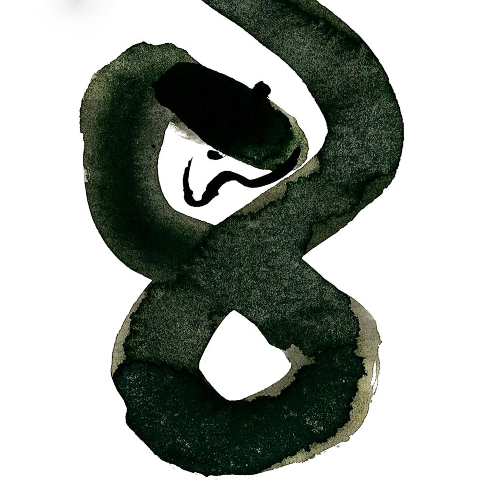 Lunar Chinese New Year of the Snake, 2025 Card Original Sumi-e Ink ...
