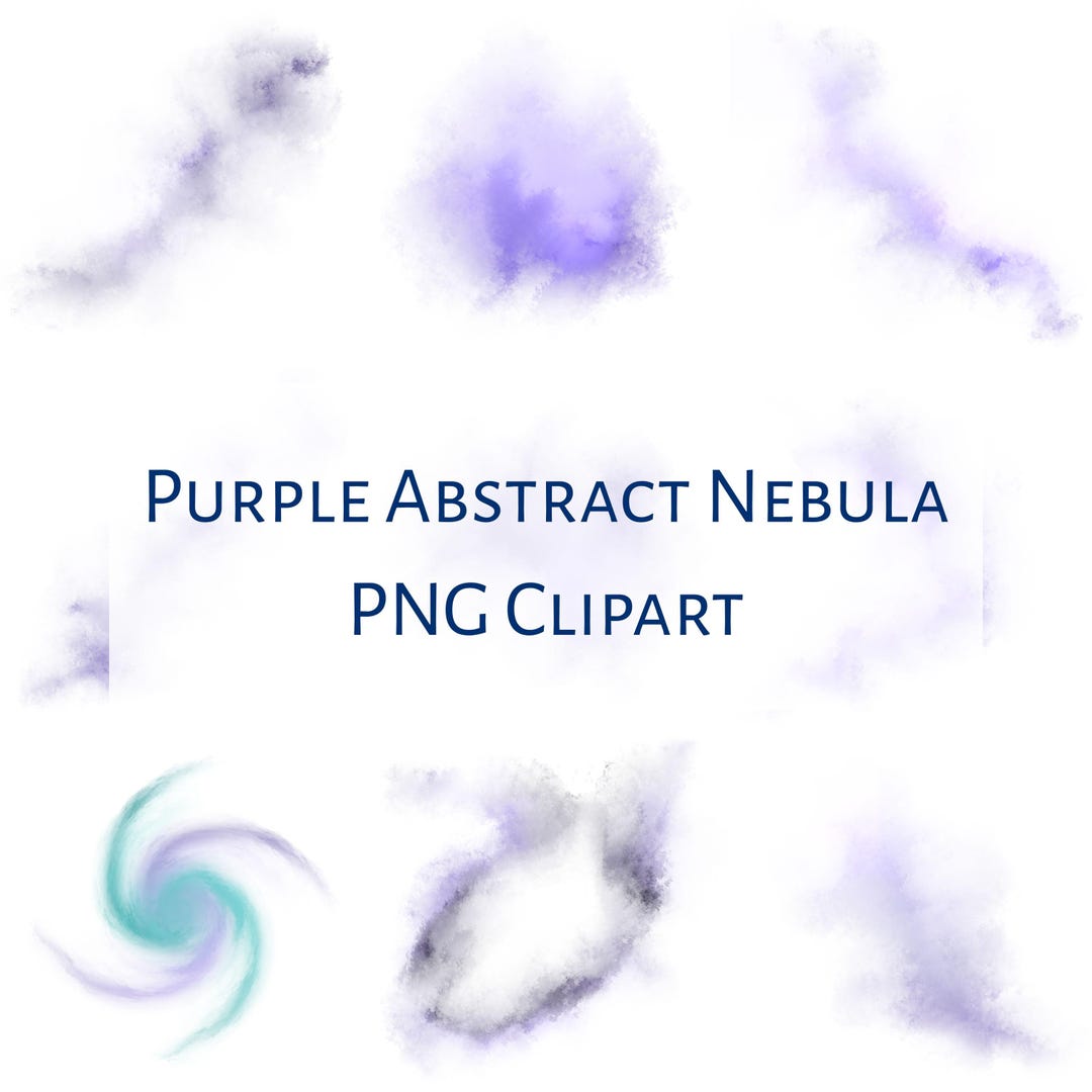 Purple Abstract Nebula PNG Clipart, 9 Digital Overlays, Galaxy Graphics ...