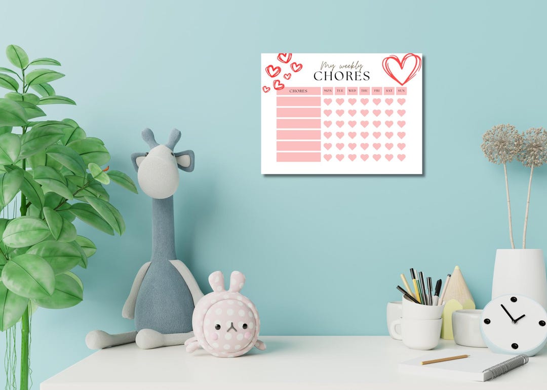Valentine Weekly Chore Chart for Kids Festive Monthly Chart - Etsy