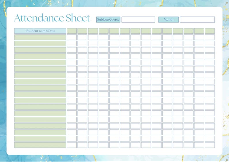 Classroom Attendance Sheet for Teachers Biweekely Tracker - Etsy