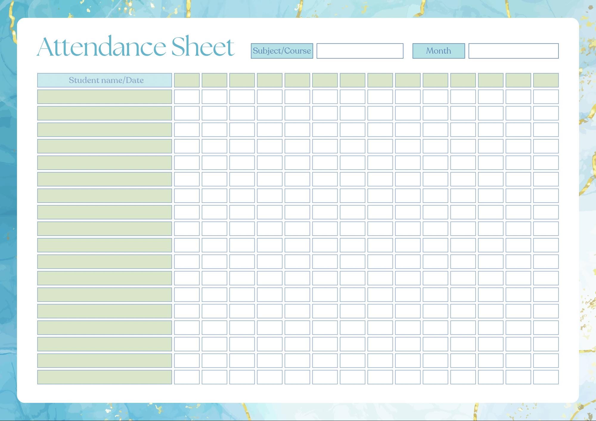 Classroom Attendance Sheet for Teachers Biweekely Tracker - Etsy