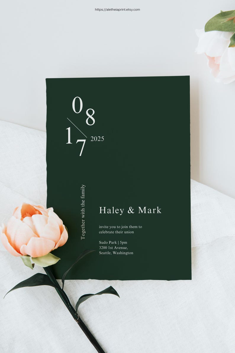 Simple Invitation Template, Canva Minimal Wedding Invite, Editable ...