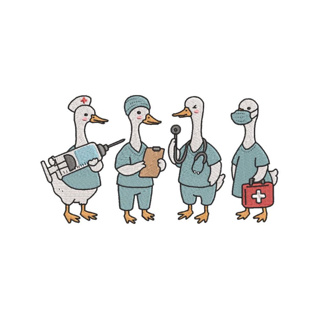 Goose Nurse File, Silly Goose Embroidery Design, Mama Goose With Baby ...