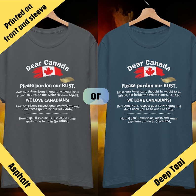 Dear Canada Funny Political T-shirt, Pro-canada, Satirical USA Apology ...