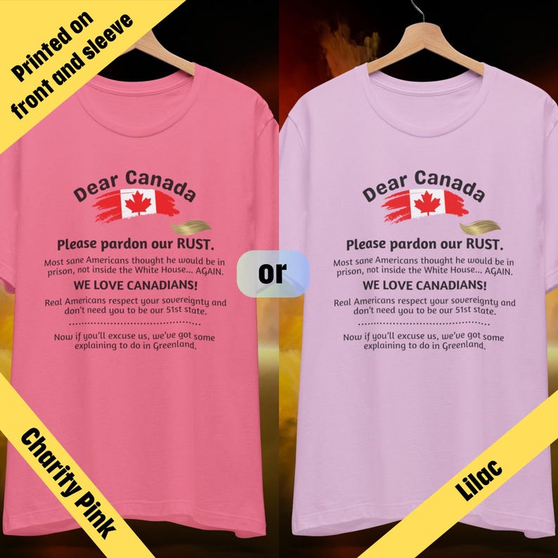 Dear Canada Funny Political T-shirt, Pro-canada, Satirical USA Apology ...