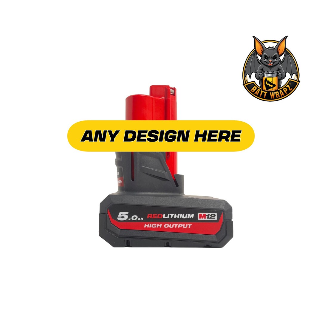 Milwaukee M12v High Output 5ah Personalised Power Tool Battery Sticker ...