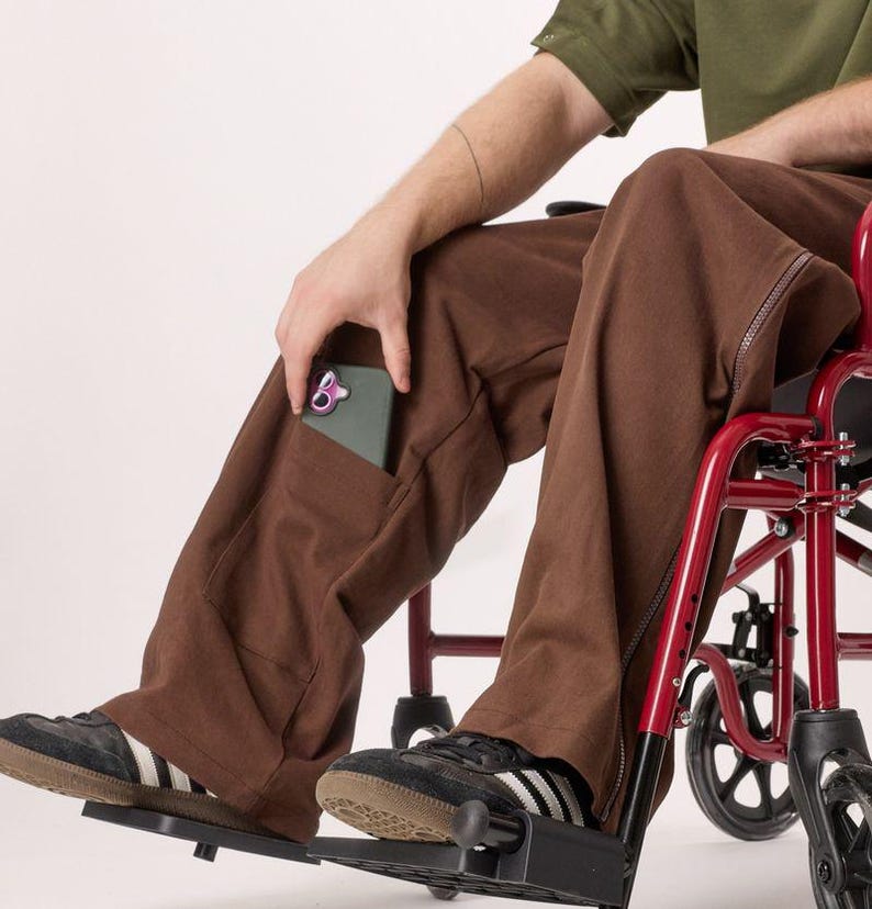 FINAL CLEARANCE Adaptive Cotton Wheelchair Pants | Full Side Zip, Wide ...