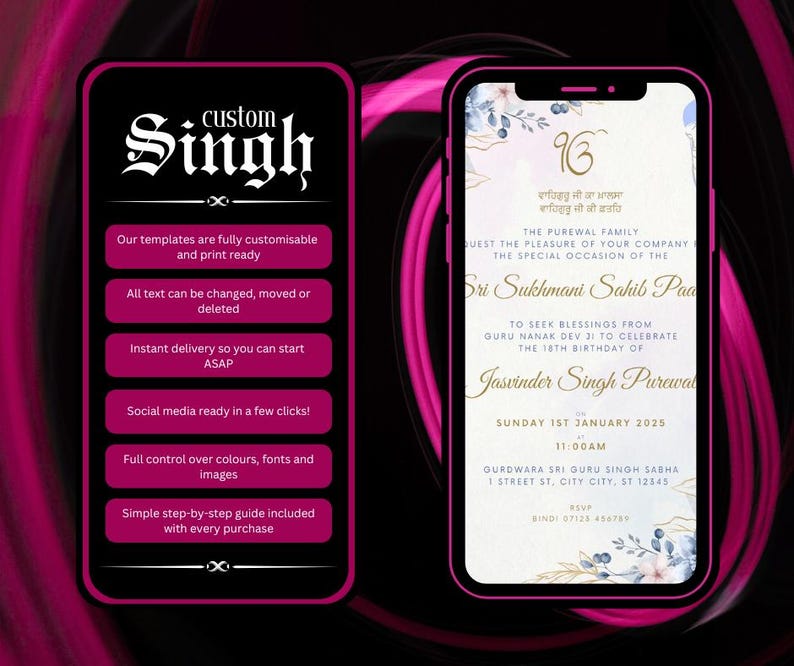 Sukhmani Sahib Invitation, Sikh Akhand Sahib Invitation, Sukhmani Sahib ...