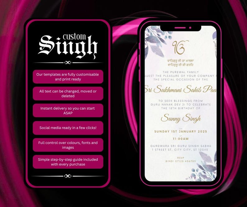 Sukhmani Sahib Invitation, Sikh Akhand Sahib Invitation, Sukhmani Sahib ...