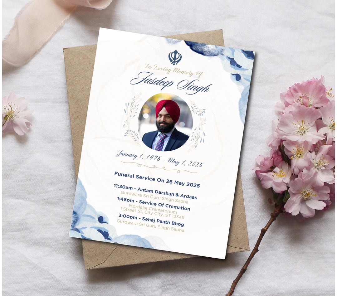 Sikh Punjabi Funeral Notice Invitation, Indian Funeral Card Notice ...