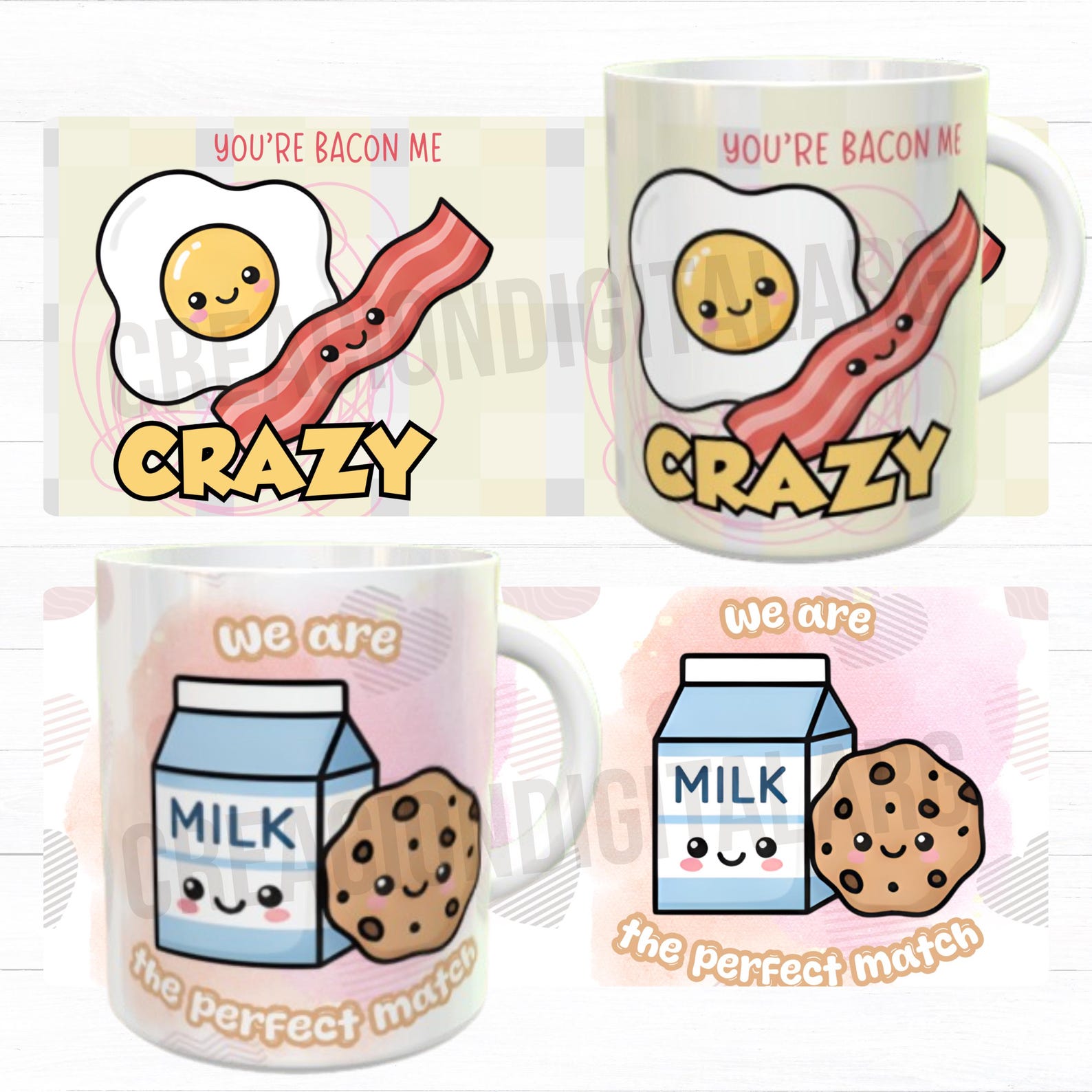 Perfect Match Couples Sublimation Designs for Mugs Bundle 10 Editable ...