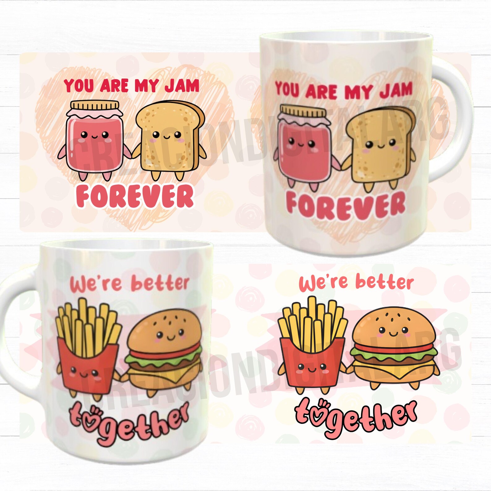 Perfect Match Couples Sublimation Designs for Mugs Bundle 10 Editable ...