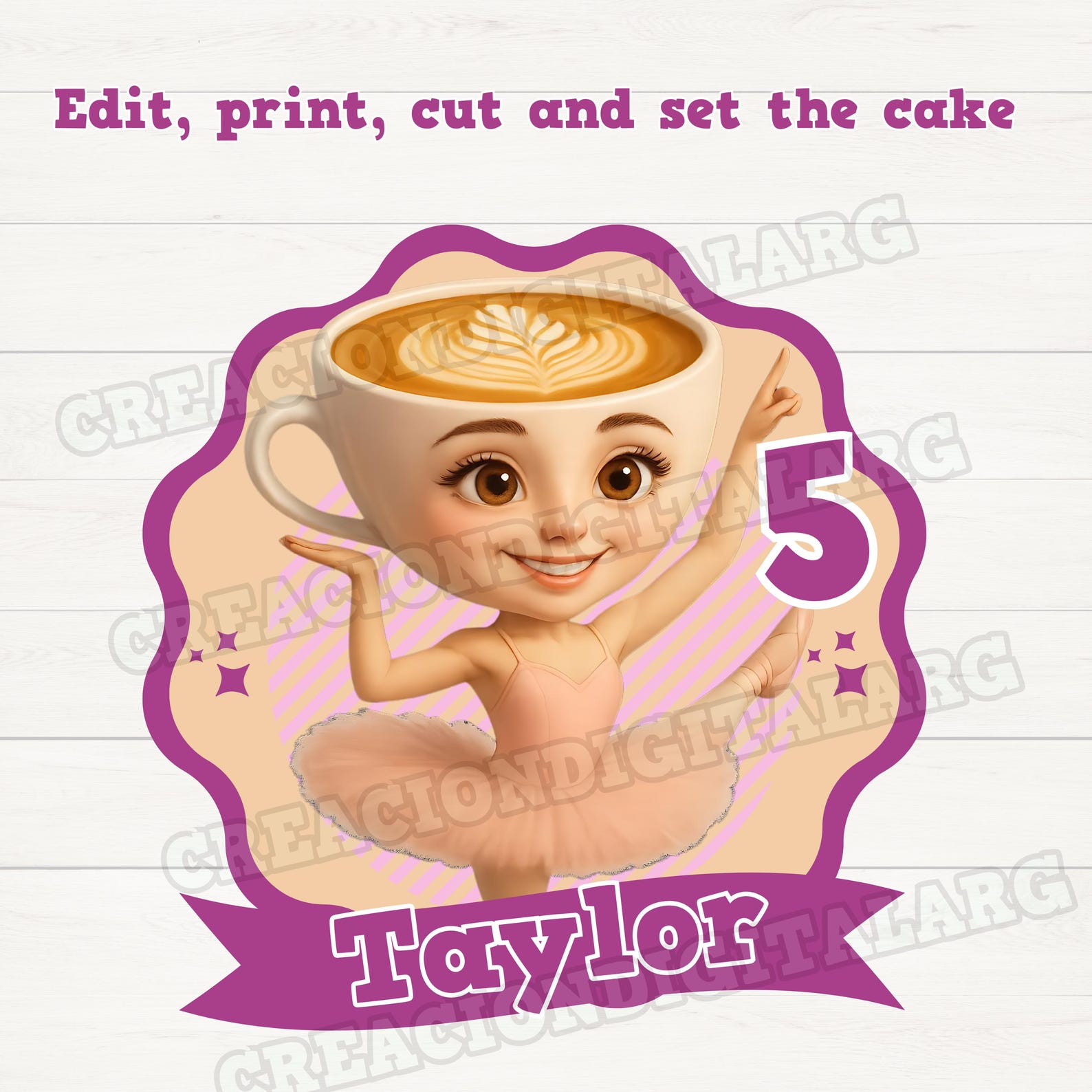 Printable Cake Topper Ballerina Capuchin Cake Topper Ballerina Italy ...
