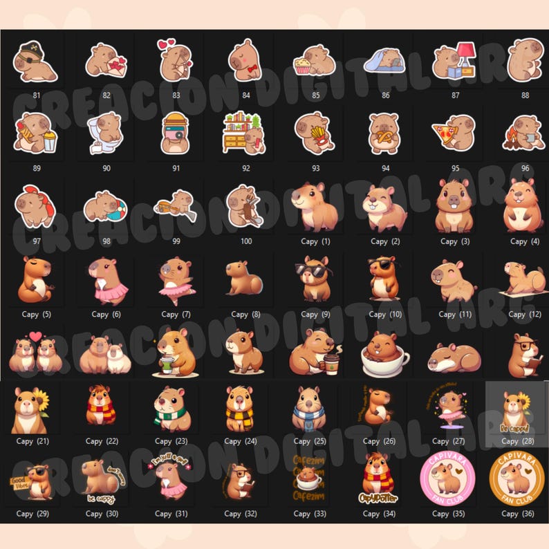 Capybara Super Bundle PNG Cliparts Papers Fonts Capybara Capybara ...