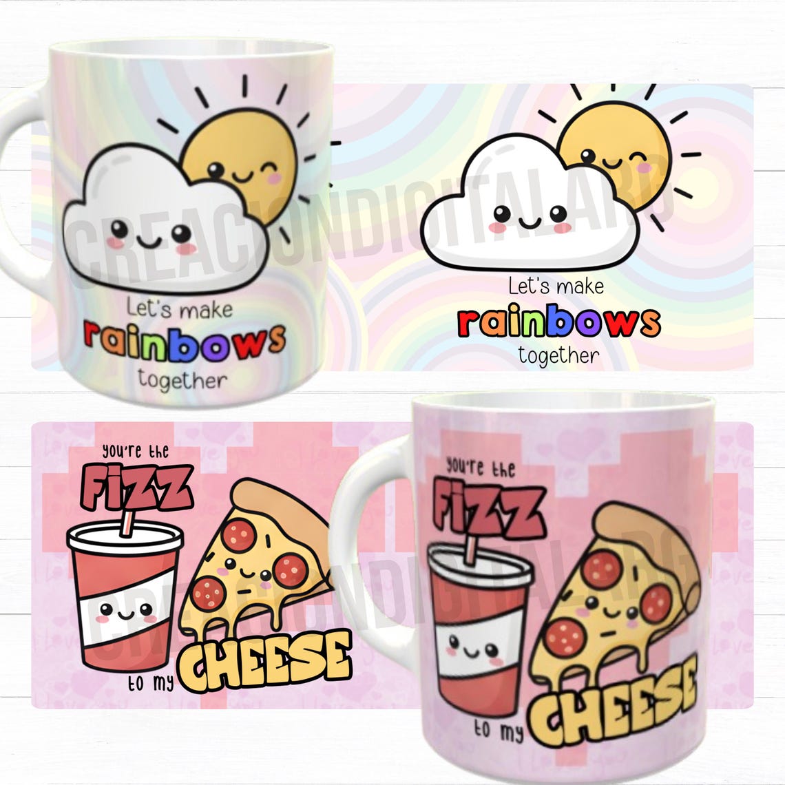 Perfect Match Couples Sublimation Designs for Mugs Bundle 10 Editable ...
