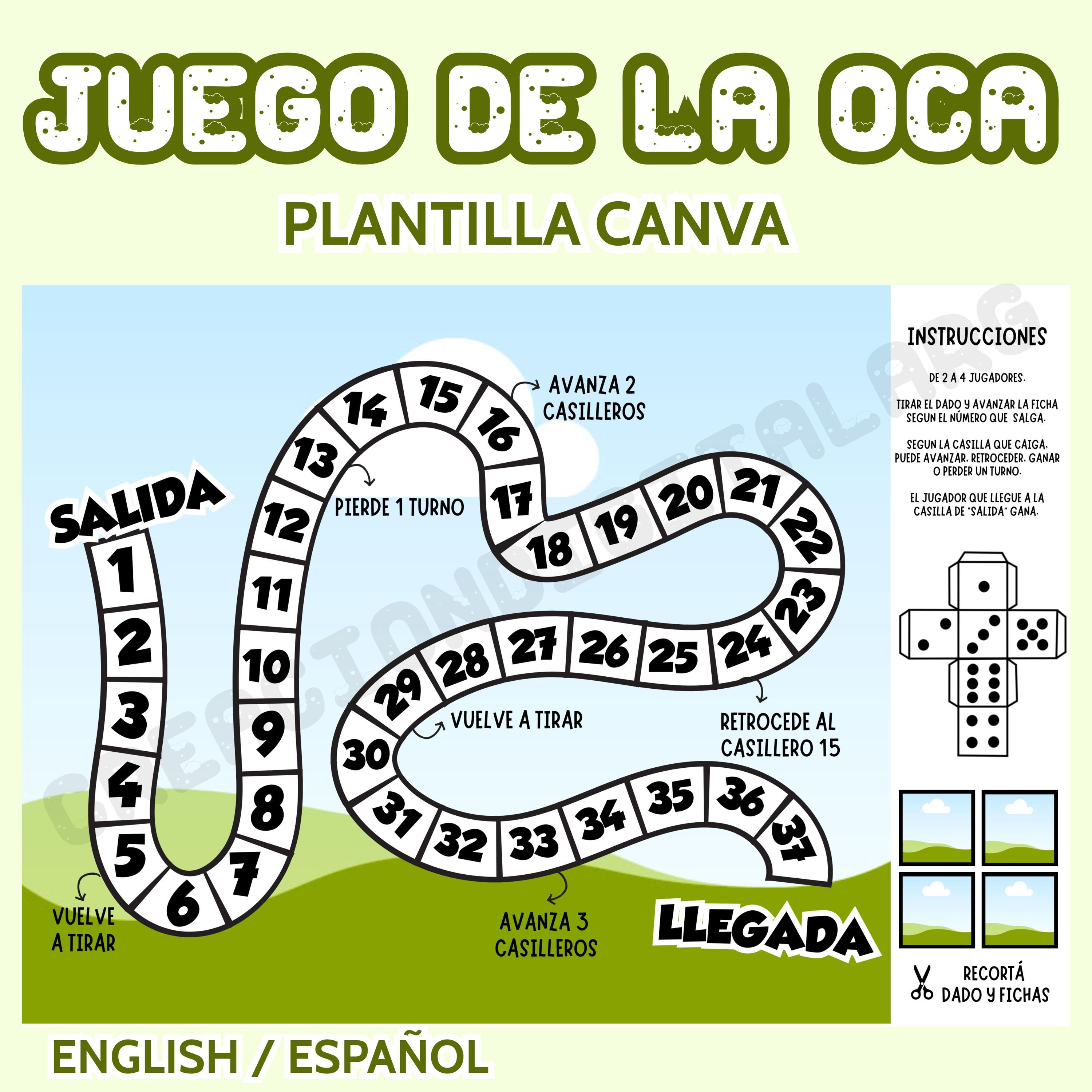 Goose Game Juego De La OCA Template CANVA for Kids Editable Template ...