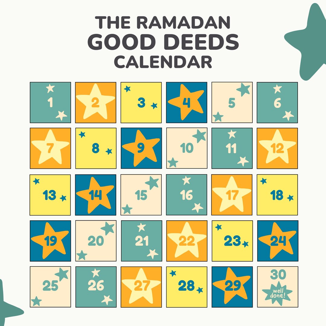 Ramadan Good Deeds Calendar for Children - Instant Download - Etsy