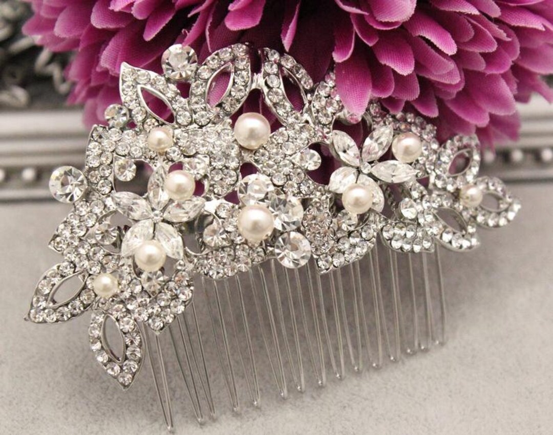 Vintage Inspired Pearl Wedding Hair Comb,crystal and Pearl Bridal Comb ...