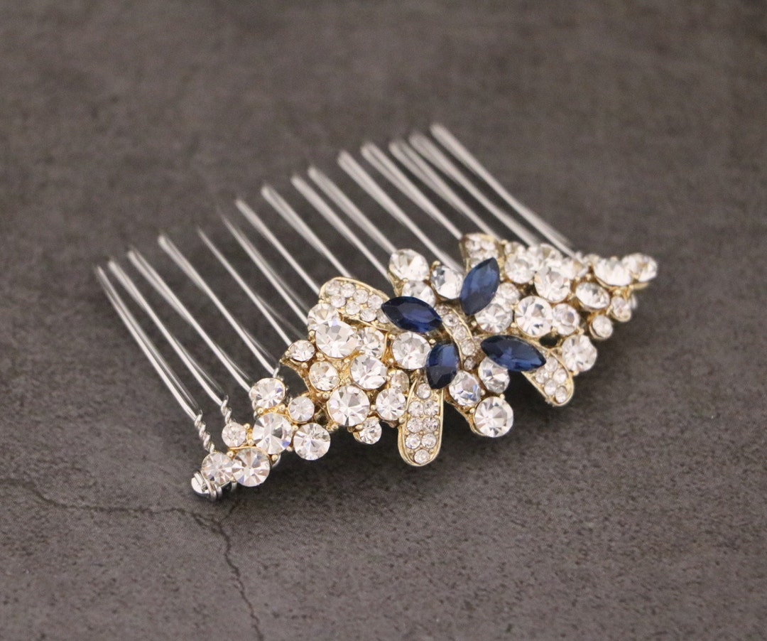Navy Blue Bridal Comb Side Bridal Headpiece Wedding Hair Comb ...