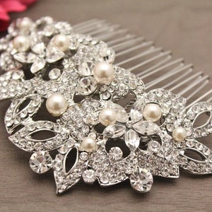 Vintage Inspired Pearl Wedding Hair Comb,crystal and Pearl Bridal Comb ...