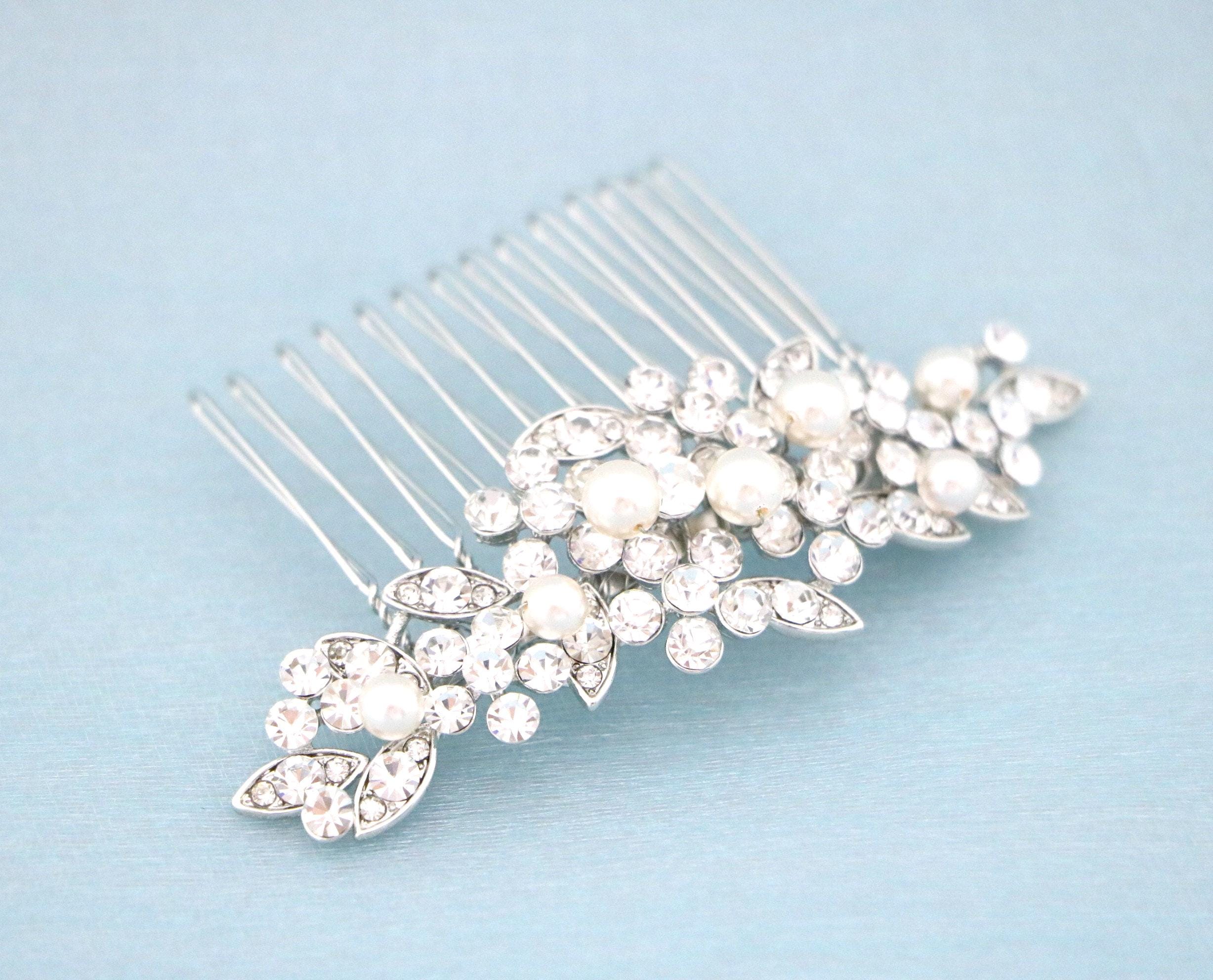 Pearl & Crystal Bridal Comb: Rhinestone Wedding Hair Accessory - Etsy