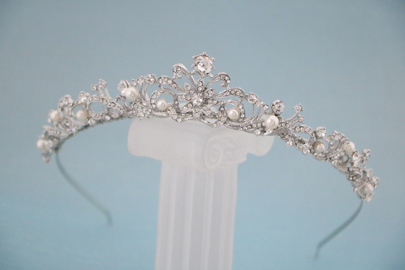Wedding Pearl Tiara Silver Wedding Tiara Crystal Tiara Wedding Headband ...