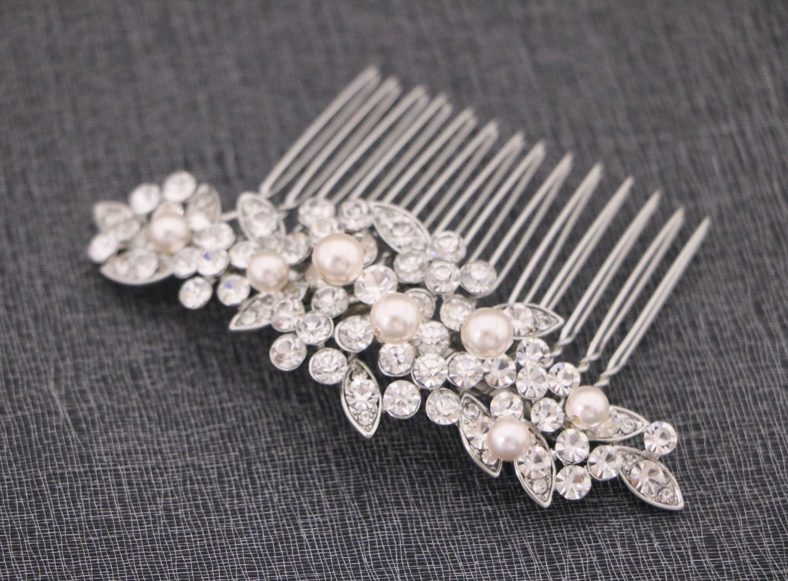 Pearl & Crystal Bridal Comb: Rhinestone Wedding Hair Accessory - Etsy