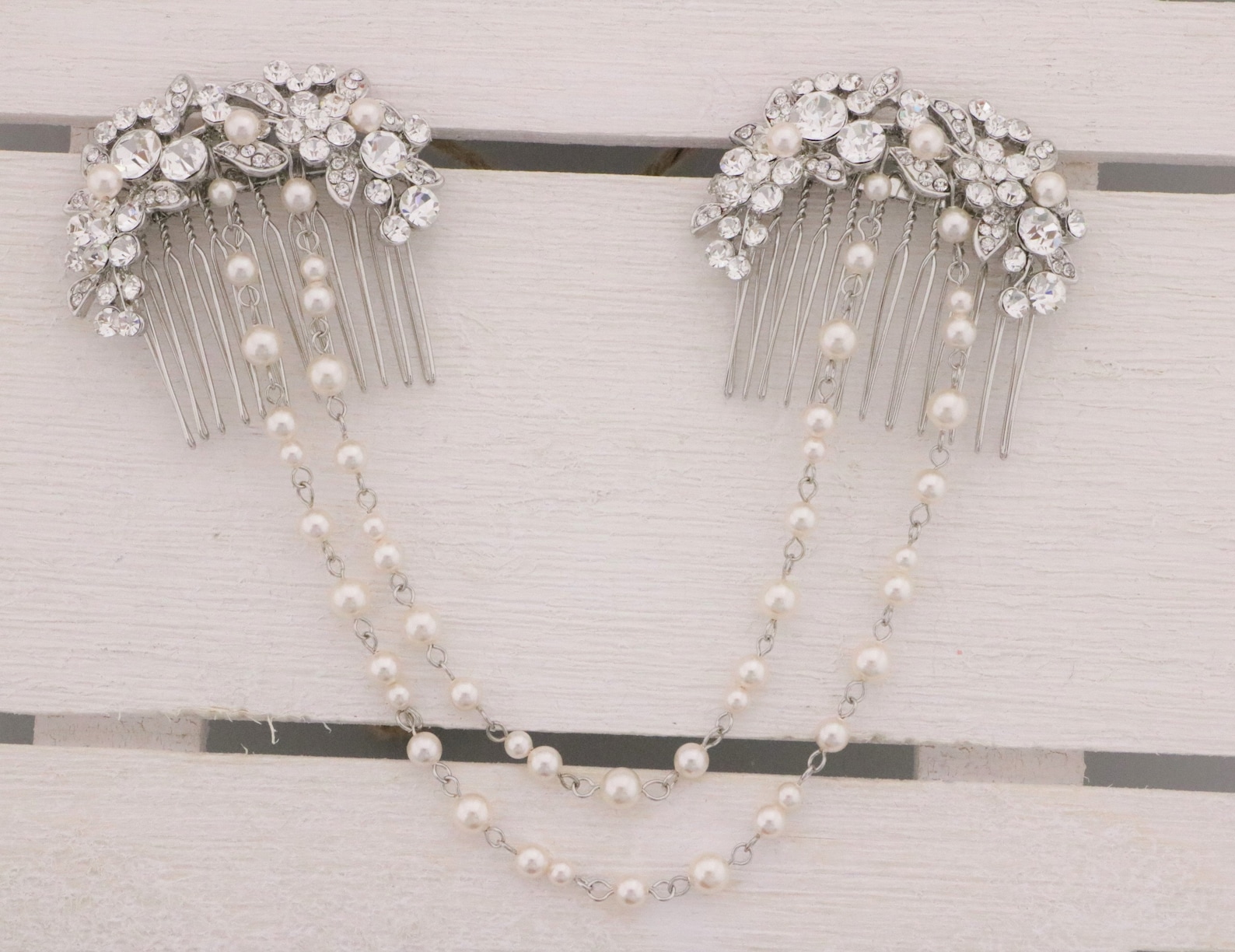 Pearl Hair Chain Silver Wedding Hair Chain Headpiece Bridal | Etsy