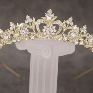 Gold Tiara Crown Wedding Tiara Gold Simple Tiara Headband Crystals Gold ...
