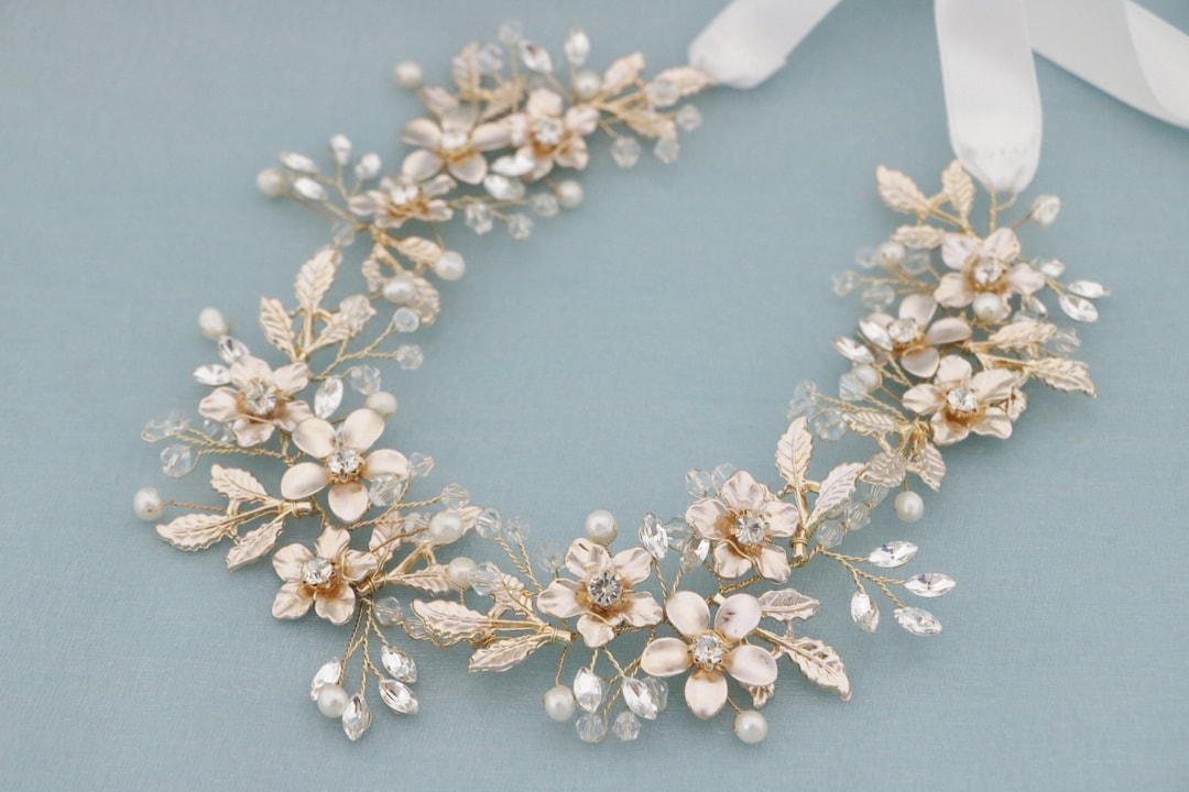 Gold Wedding Head Band Boho Hair Piece Rhinestone Headpiece Wedding ...