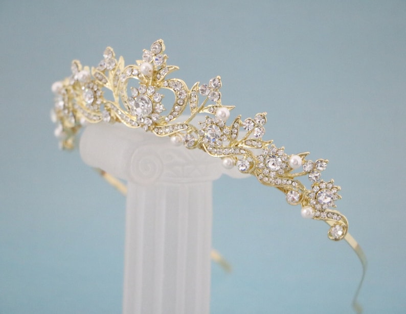 Gold Tiara Crown Wedding Tiara Gold Simple Tiara Headband - Etsy