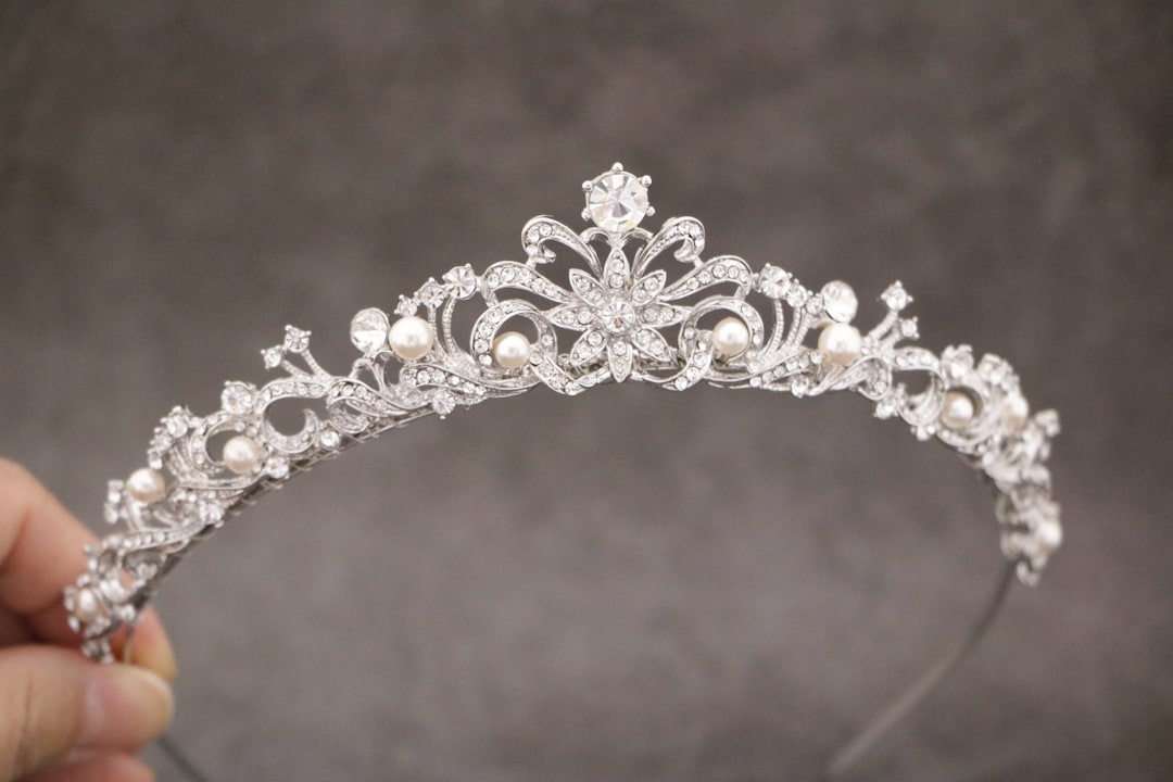 Wedding Pearl Tiara Silver Wedding Tiara Crystal Tiara Wedding Headband ...