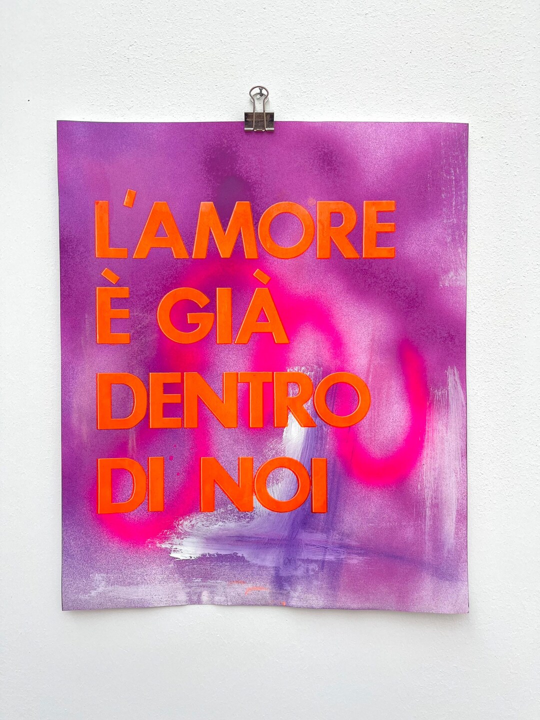 Poster Amore Screen Print Handmade Acrylic Paint Pastel Artwork Unique ...