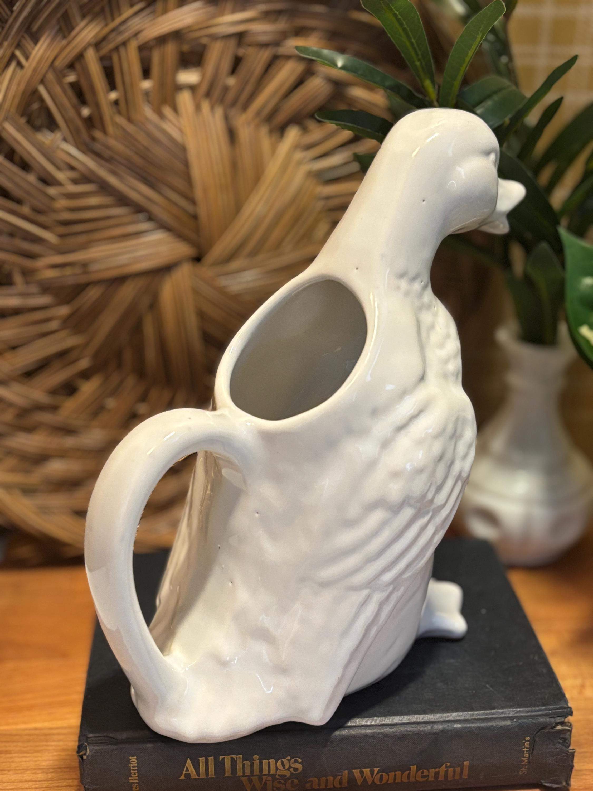 White Ceramic Duck Pitcher - Etsy