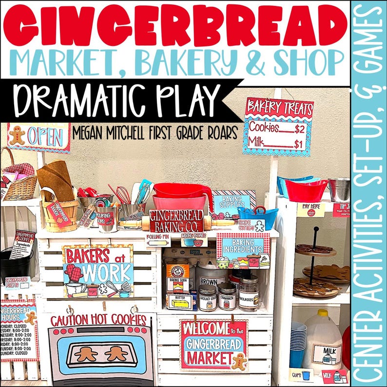 Gingerbread Bakery Holiday Christmas Dramatic Play Printable Download ...