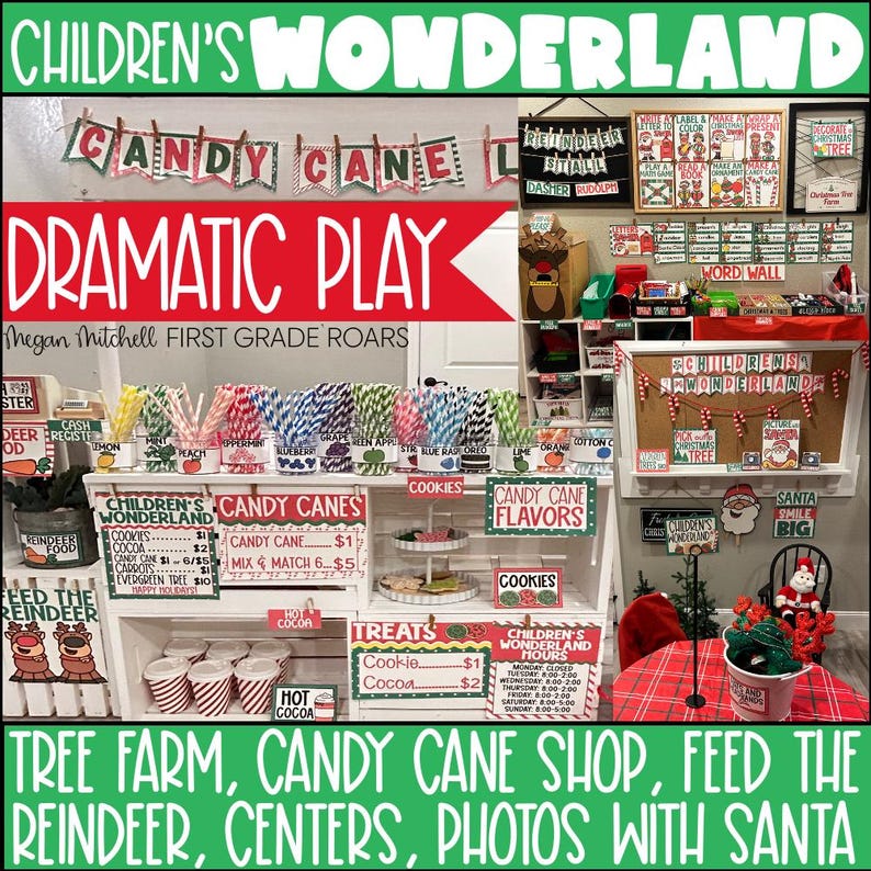 Christmas Candy Cane Shop Tree Farm Dramatic Play Printable Download ...
