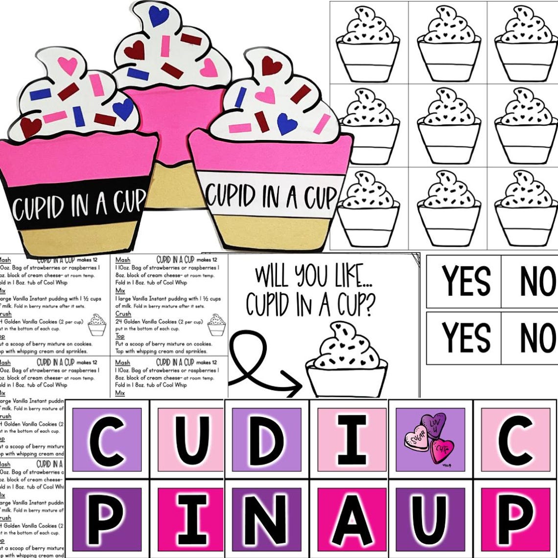 Cupid in a Cup Valentine's Day Snack Activity Recipe, Writing, Craft ...