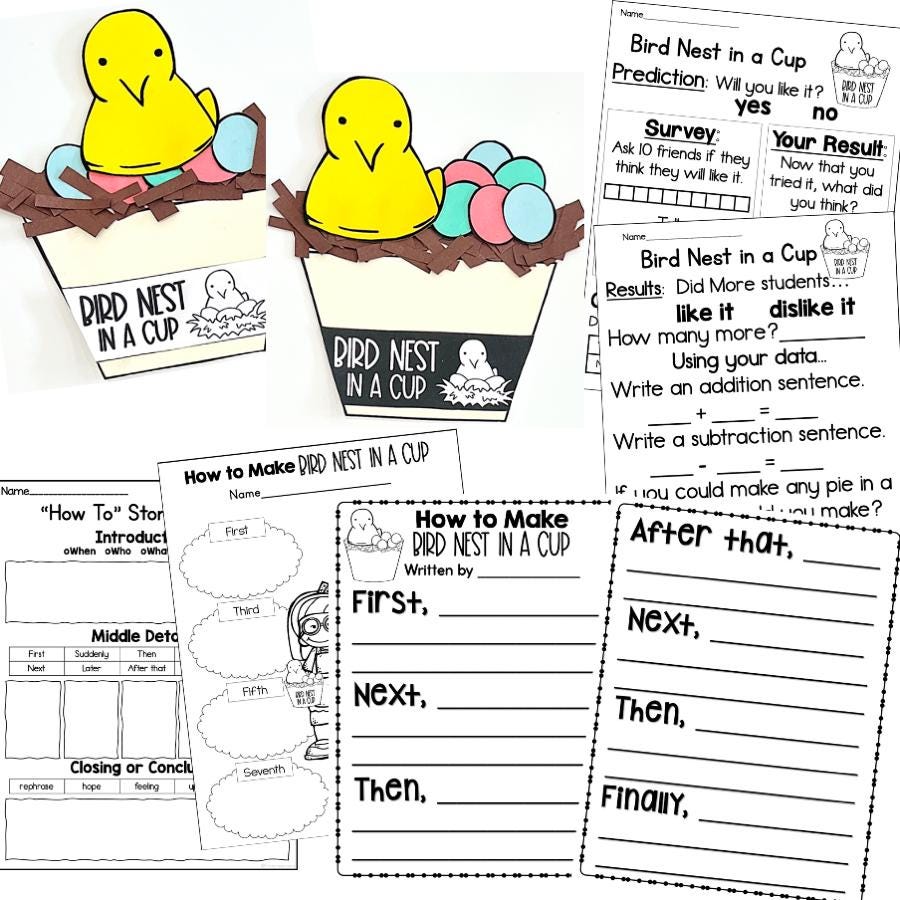 Bird Nest Chick Easter Spring Snack Activity Recipe, Writing, Craft ...