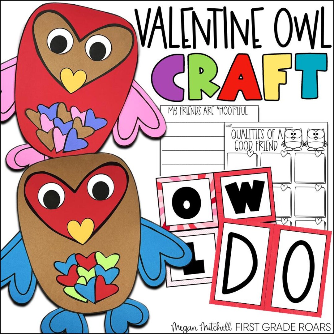 Owl Heart Valentine's Day Craft and Writing With Bulletin Board Letters ...