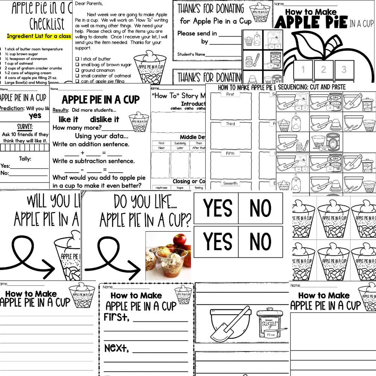 Apple Pie in a Cup Fall Foodie Friday Snack Activity Recipe, Writing ...