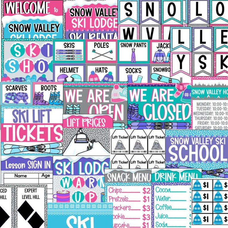 Ski Lodge & Snack Shack Winter Dramatic Play Printable Download Centers ...
