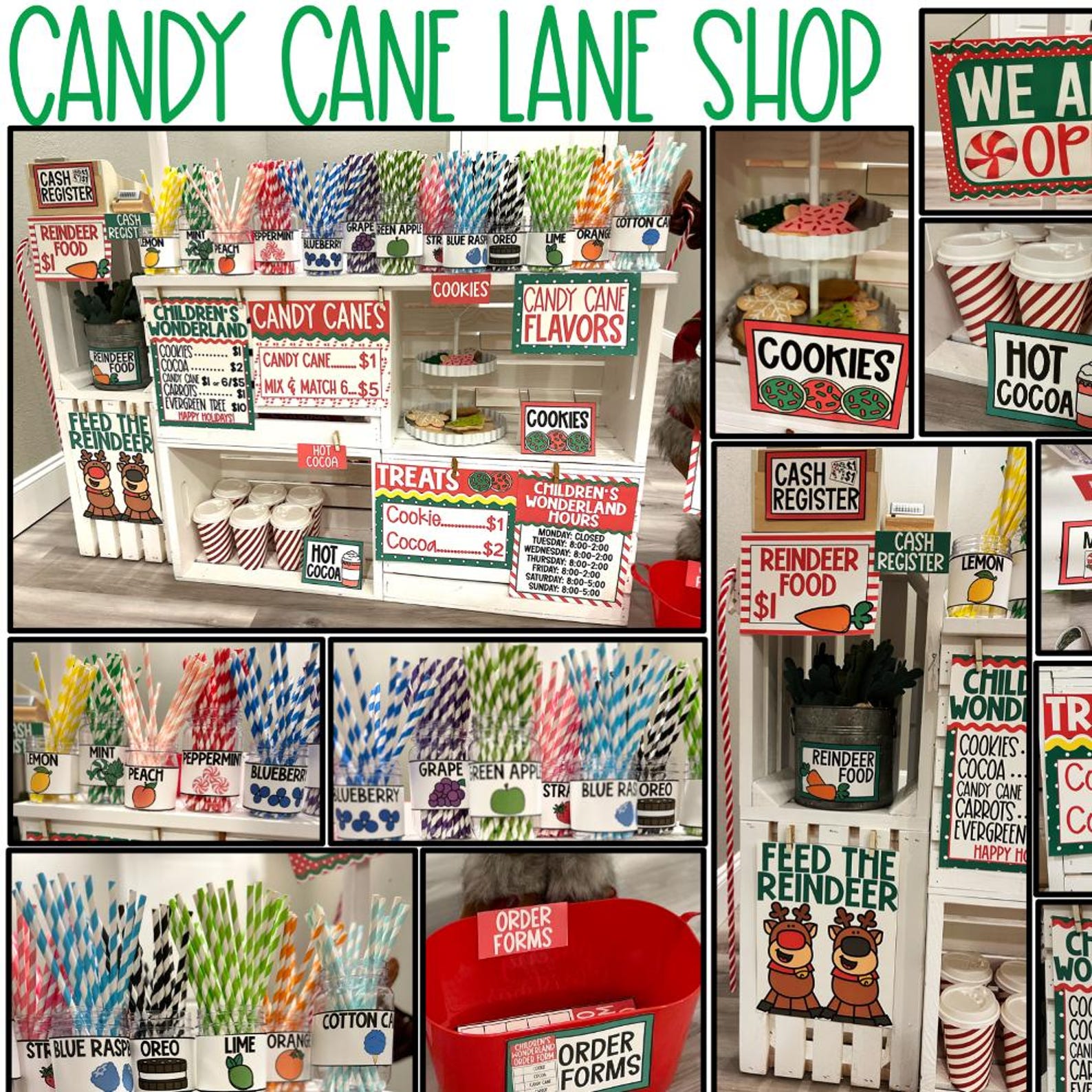 Christmas Candy Cane Shop Tree Farm Dramatic Play Printable Download ...