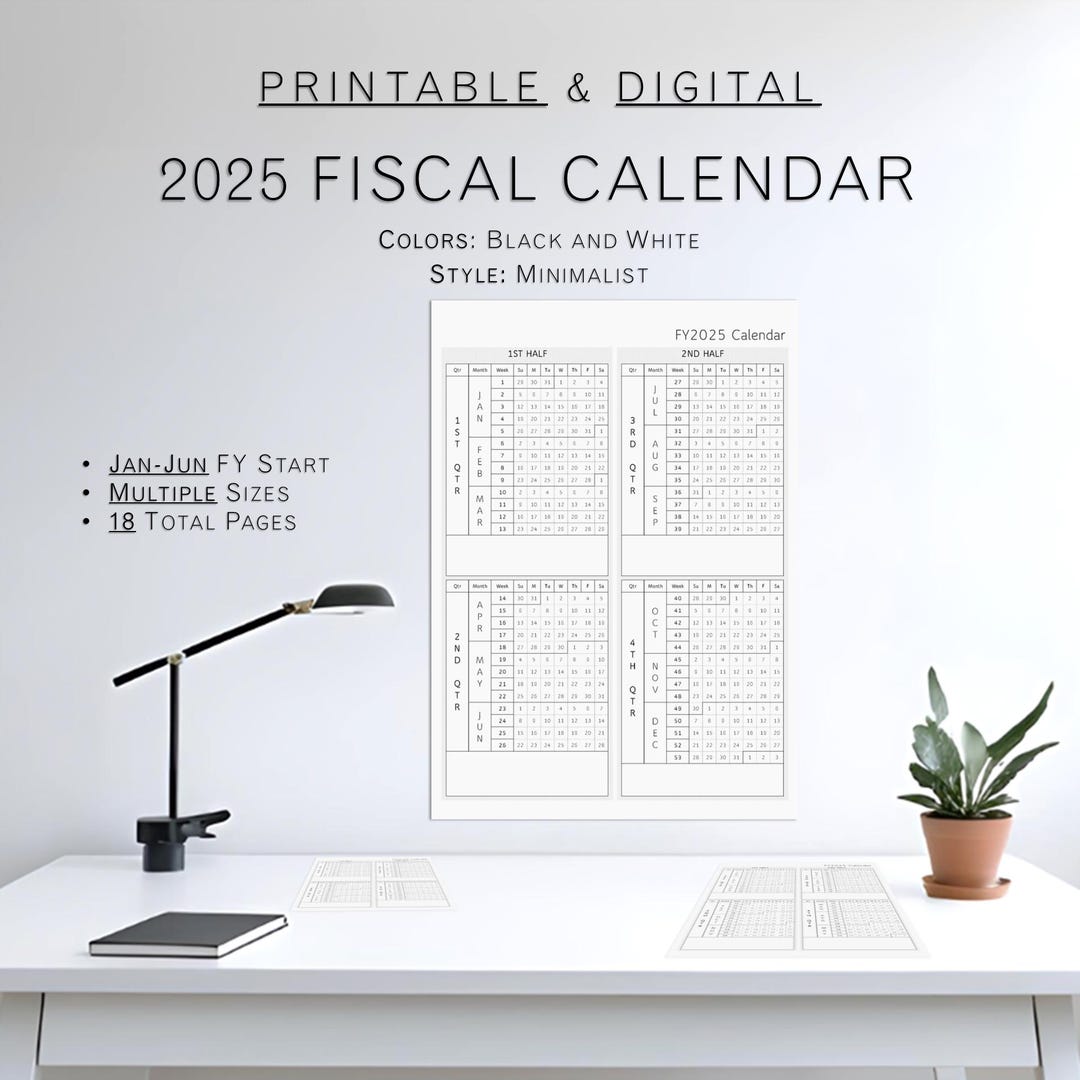 2025 Minimalist Fiscal Calendar, Multiple FY Cycles, Multiple Sizes ...