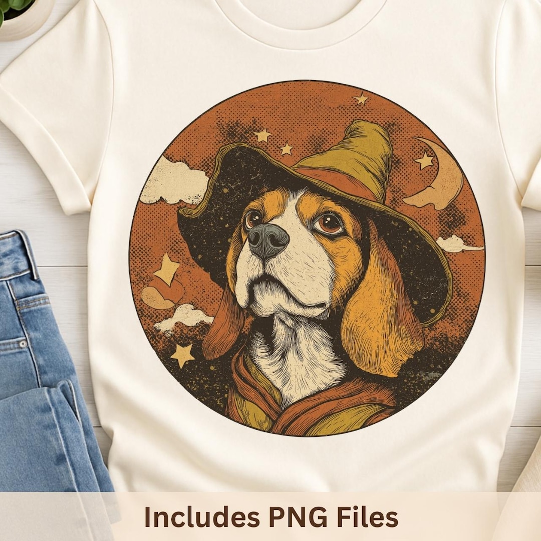 Retro Weird Witch Beagle PNG Halloween Dog Sublimation - Etsy