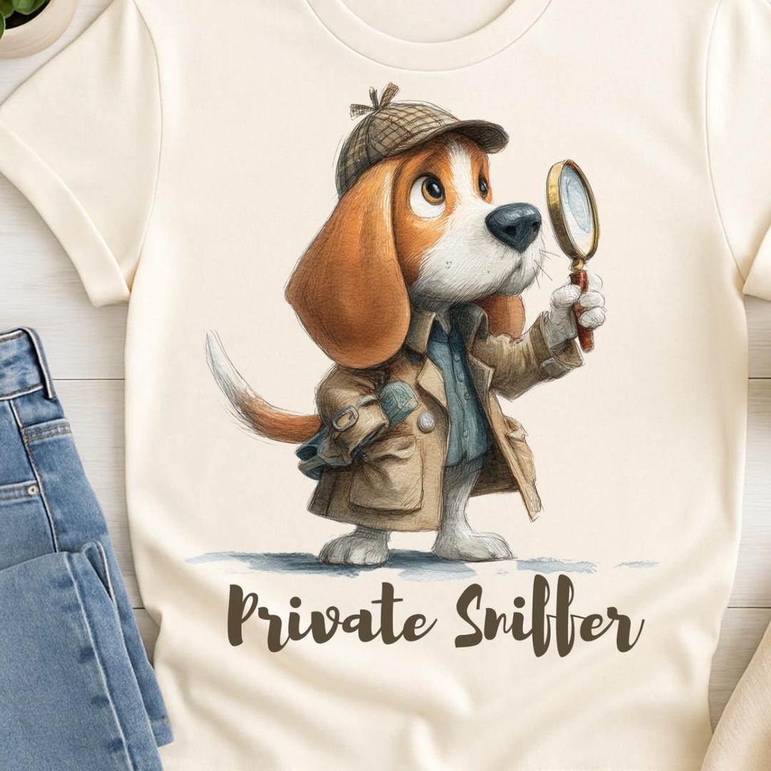 Beagle Detective PNG – Watercolor Cartoon Dog - Etsy