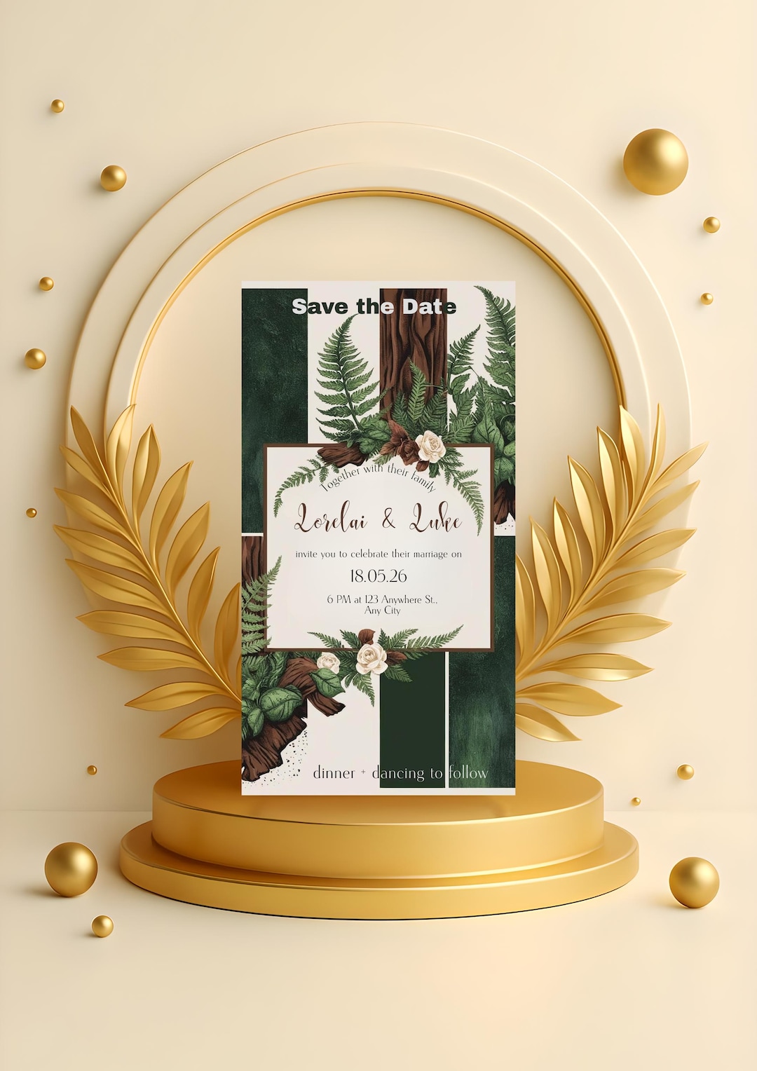 Nature Inspired Wedding Invitation, Forest Enchanted Template ...