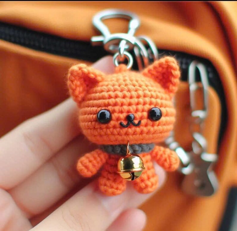Handmade Cat Crochet Keychain Amigurumi Keyring Cute Keychain Couple ...