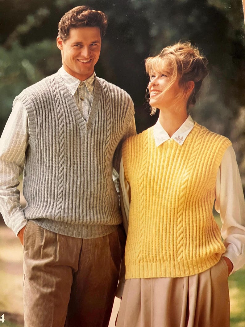 Manlady Cable Vest Knit Pattern - Etsy